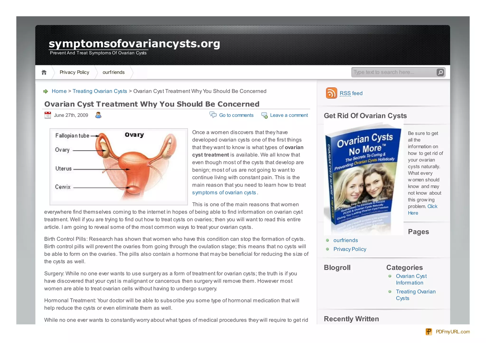 Www.symptomsofovariancysts.org ovarian-cyst-treatment-why-you-should-be-concerned.html