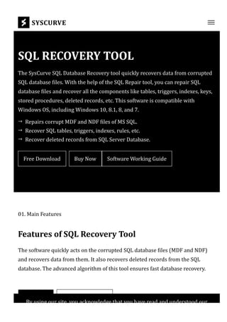 SQL Repair Tool. | PDF | Databases | Computer Software and Applications