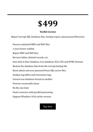 SQL Repair Tool. | PDF | Databases | Computer Software and Applications