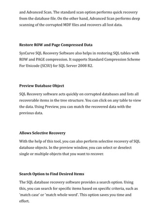 SQL Repair Tool. | PDF | Databases | Computer Software and Applications