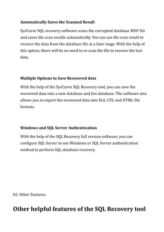 SQL Repair Tool. | PDF | Databases | Computer Software and Applications