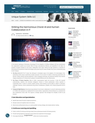 Striking the Harmonious Chord: AI and Human Collaboration in IT- Unique ...