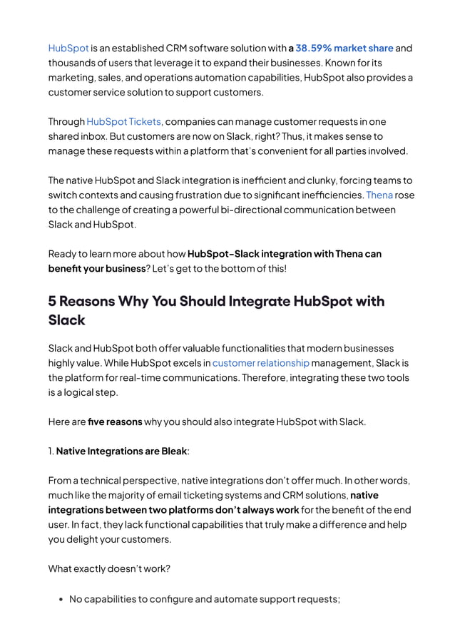 HubSpot Slack Integration with Thena (Guide) | PDF