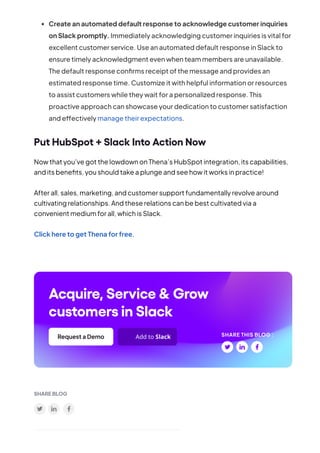 HubSpot Slack Integration with Thena (Guide) | PDF