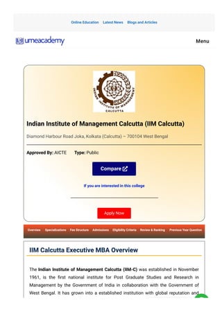 iim kolkata executive mba fees | PDF