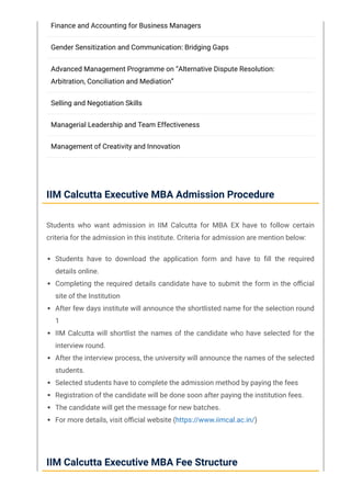 iim kolkata executive mba fees | PDF