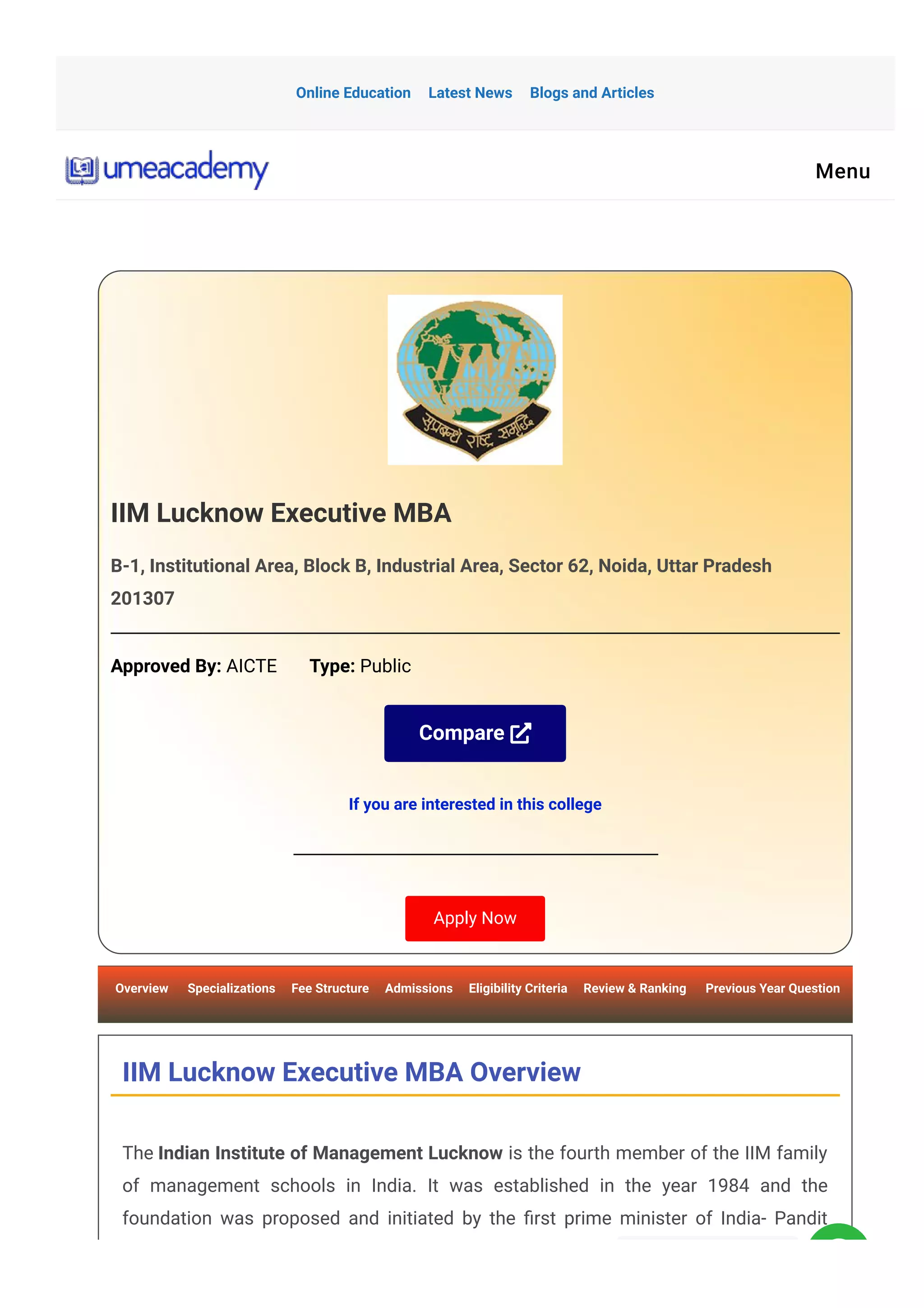 IIM Lucknow Executive MBA | PDF