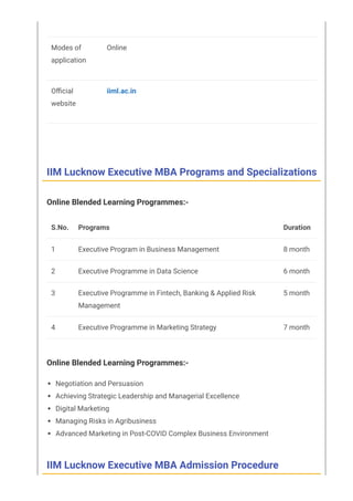 IIM Lucknow Executive MBA | PDF