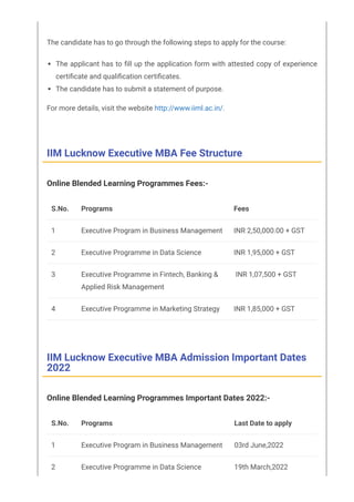 IIM Lucknow Executive MBA | PDF