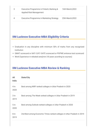 IIM Lucknow Executive MBA | PDF