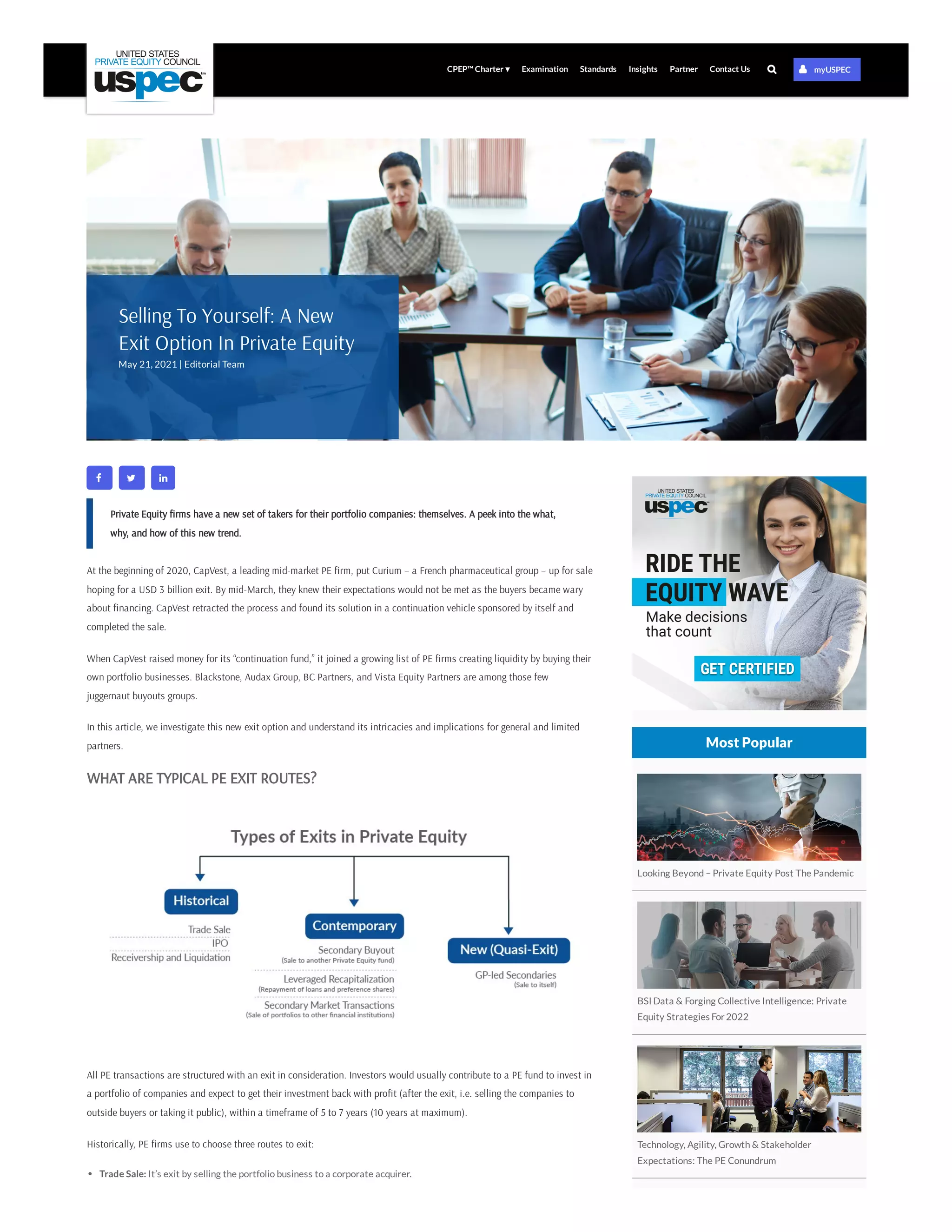 Selling to Private Equity Exit Strategies | PDF
