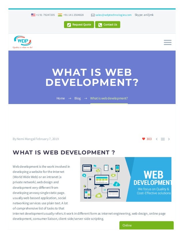 What is web development? WDP Technologies Pvt. Ltd. What is web development? WDP Technologies Pvt. Ltd.