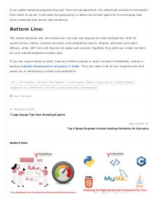 Top Reasons Why .Net Core with Angular is a Great Mix for Web App ...