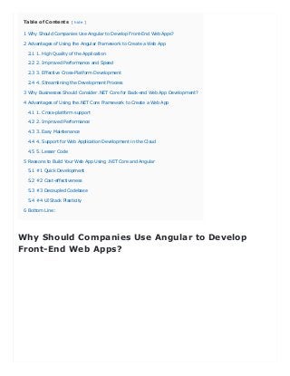 Top Reasons Why .Net Core with Angular is a Great Mix for Web App ...