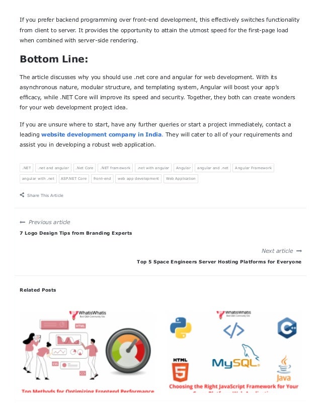 Top Reasons Why .Net Core with Angular is a Great Mix for Web App ...