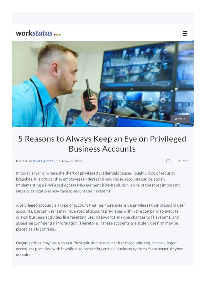 5 Reasons to Always Keep an Eye on Privileged Business Accounts | PDF