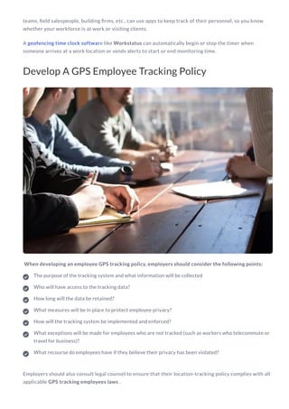 Tracking Your Employees with GPS: Laws, Compliance, and Policy | PDF