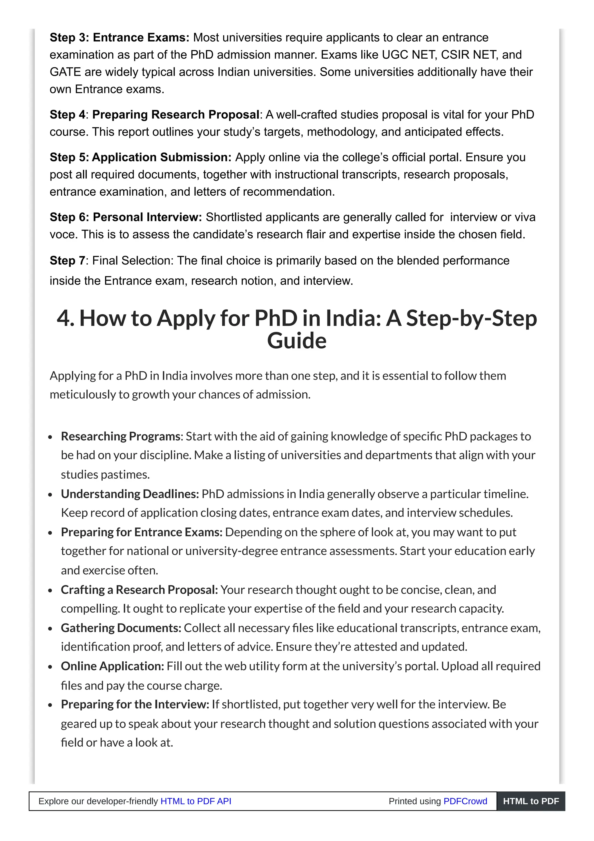 How to Apply for a PhD in India? PhD Enrollment Process India | PDF
