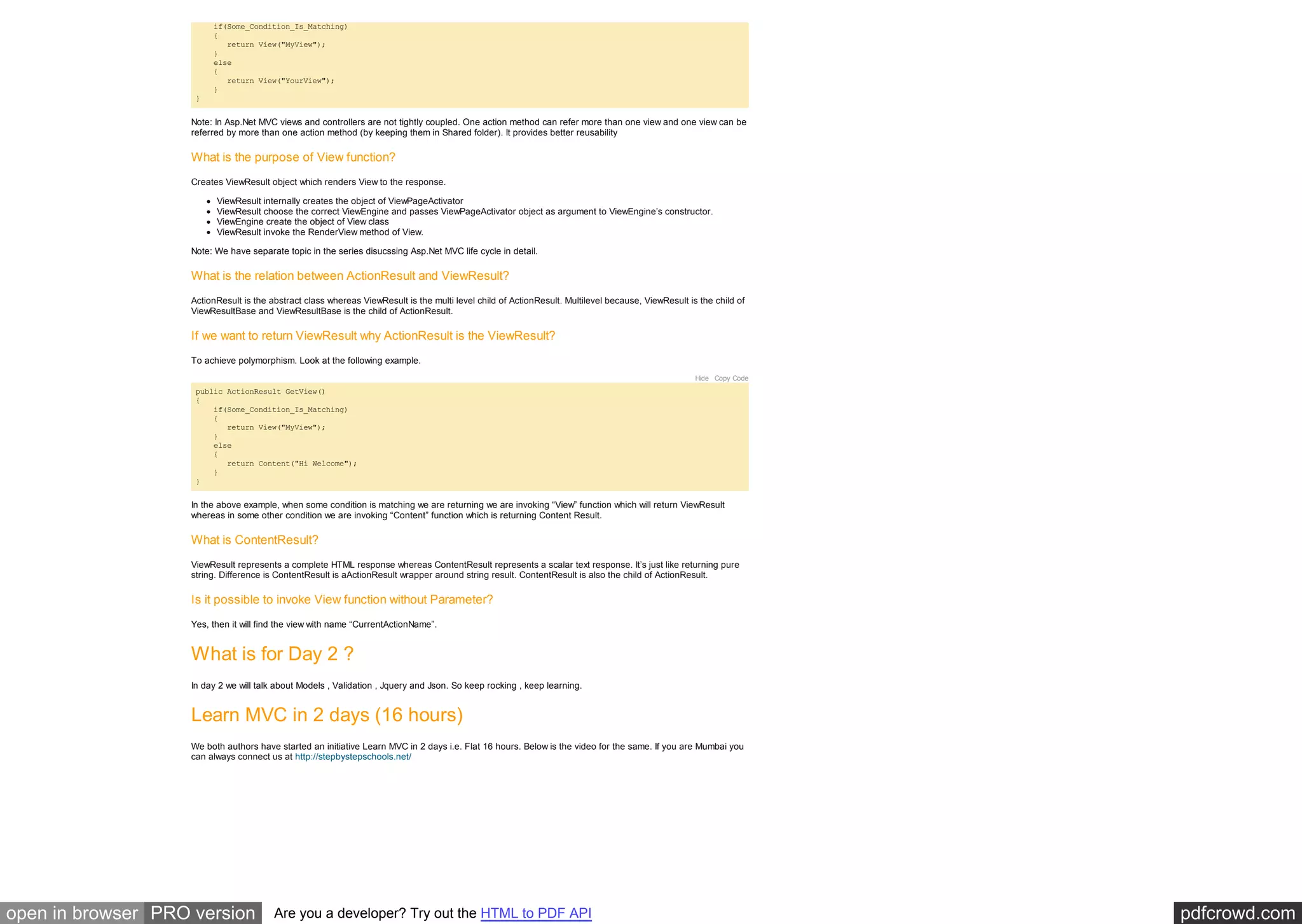 learn mvc project in 7 day | PPT