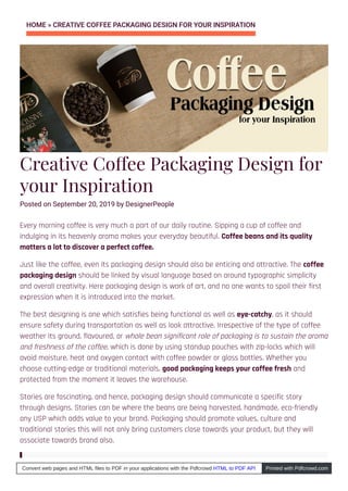 Creative Coffee Packaging Design for your Inspiration | PDF