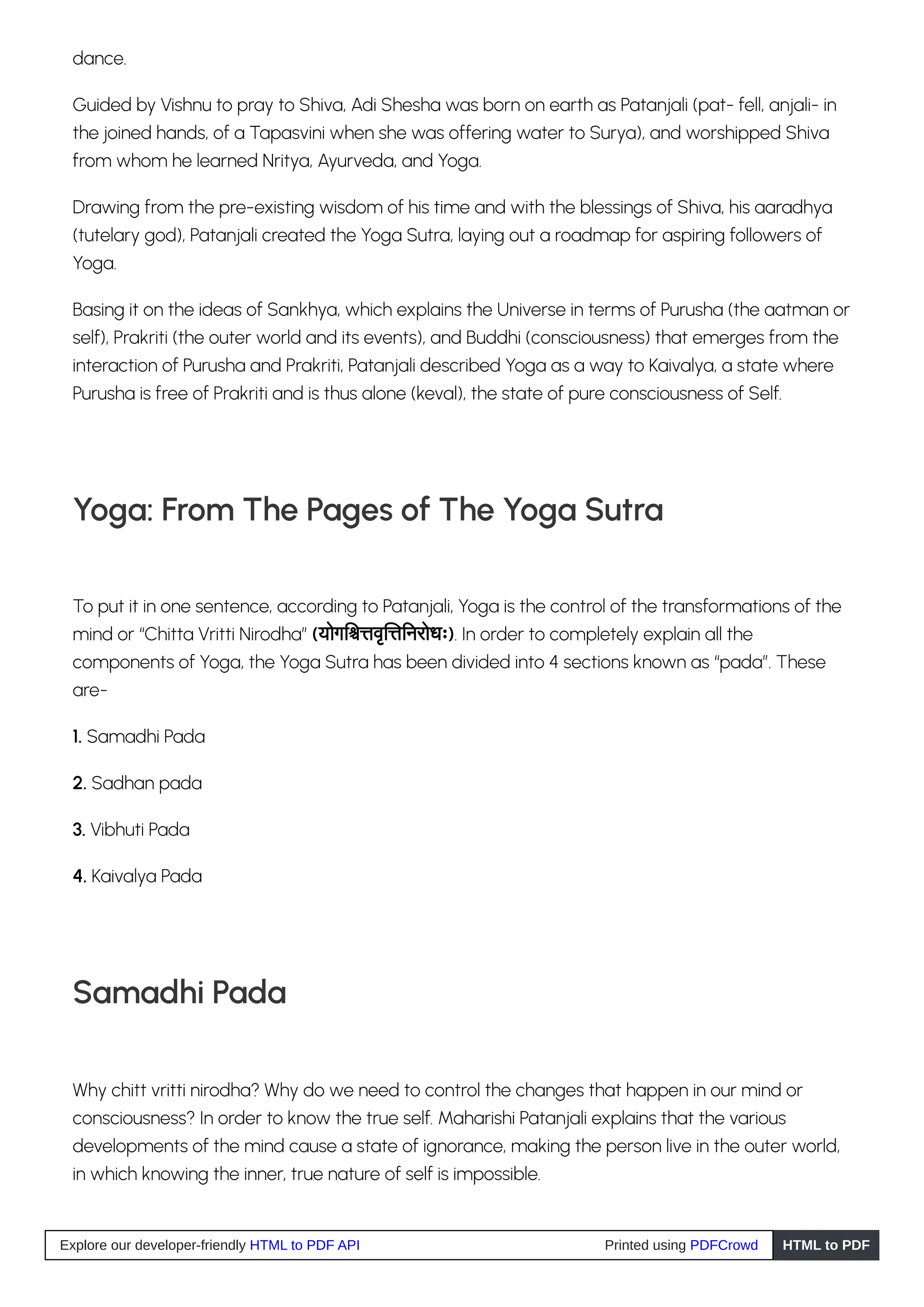 Yoga Darshana: Philosophy of Yoga in Patanjali's Yoga Sutras | PDF