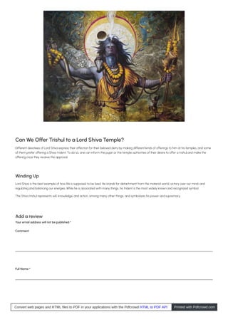 Lord Shiva Trishul and Its Spiritual Significance | PDF