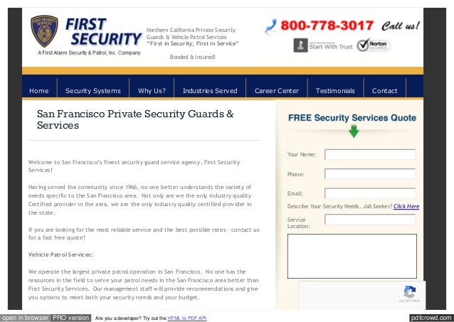 San Francisco Private Security Guards & Services