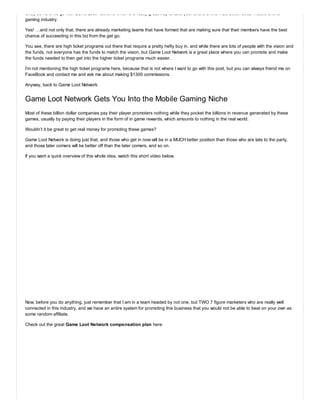Game Loot Network Review and Why You Want to Get In Now | PDF