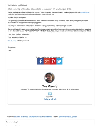 Game Loot Network Review and Why You Want to Get In Now | PDF