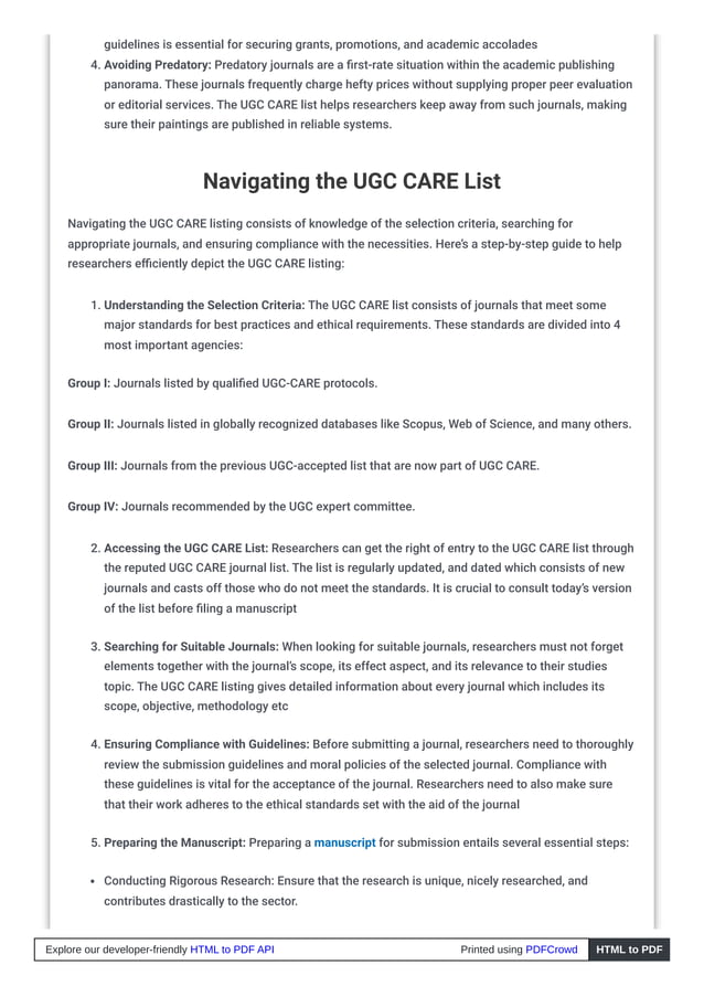 UGC CARE LIST OF JOURNALS 2024: UNLOCKING ACADEMIC EXCELLENCE | PDF