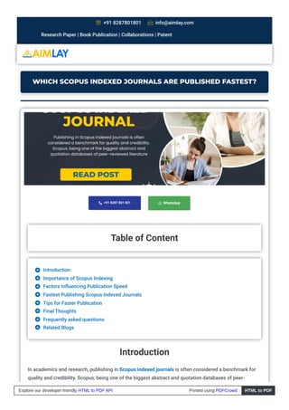 WHICH SCOPUS INDEXED JOURNALS ARE PUBLISHED FASTEST? | PDF