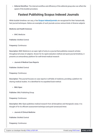 WHICH SCOPUS INDEXED JOURNALS ARE PUBLISHED FASTEST? | PDF