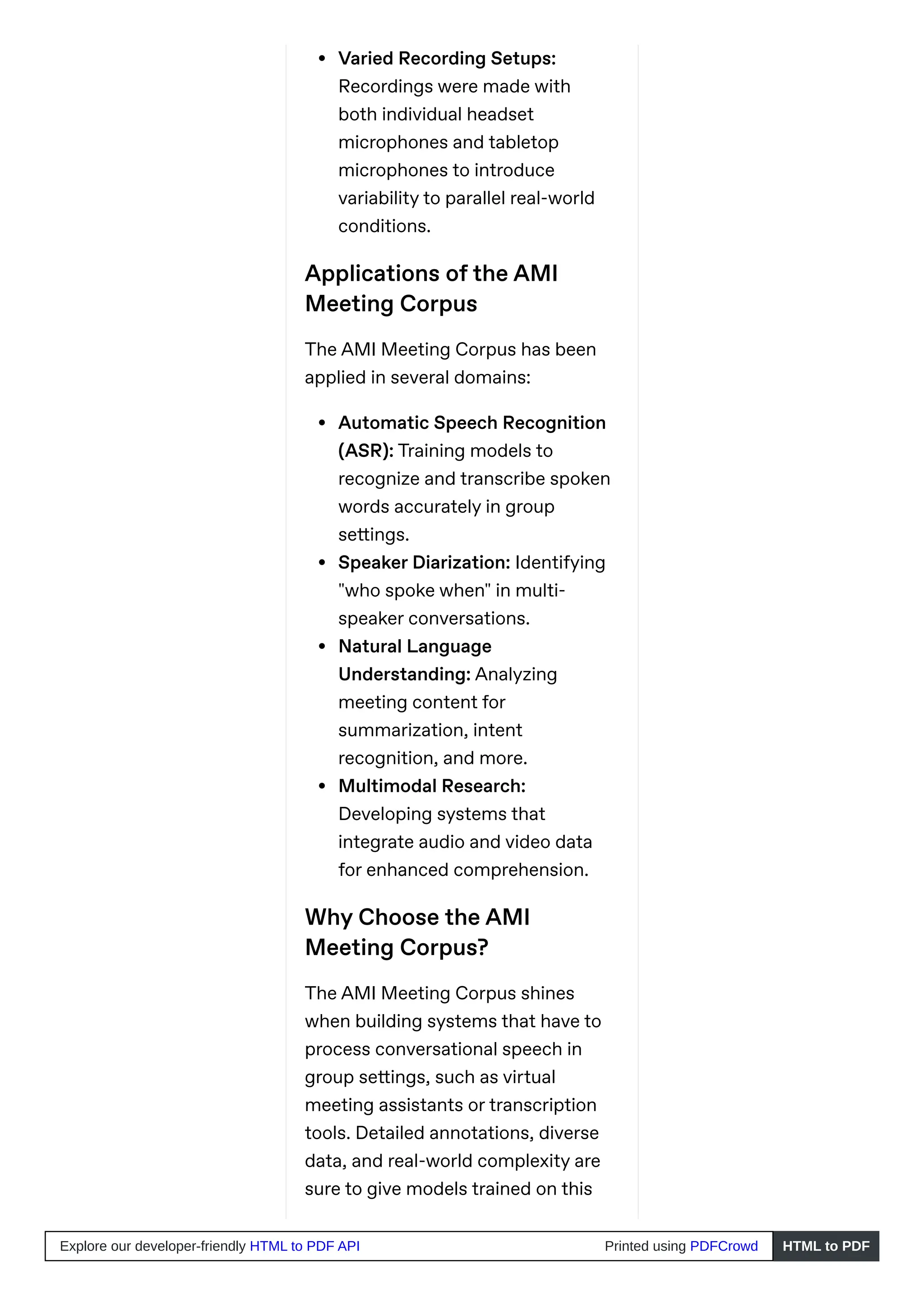 Speech Recognition Dataset Spotlight: AMI Meeting Corpus | PDF
