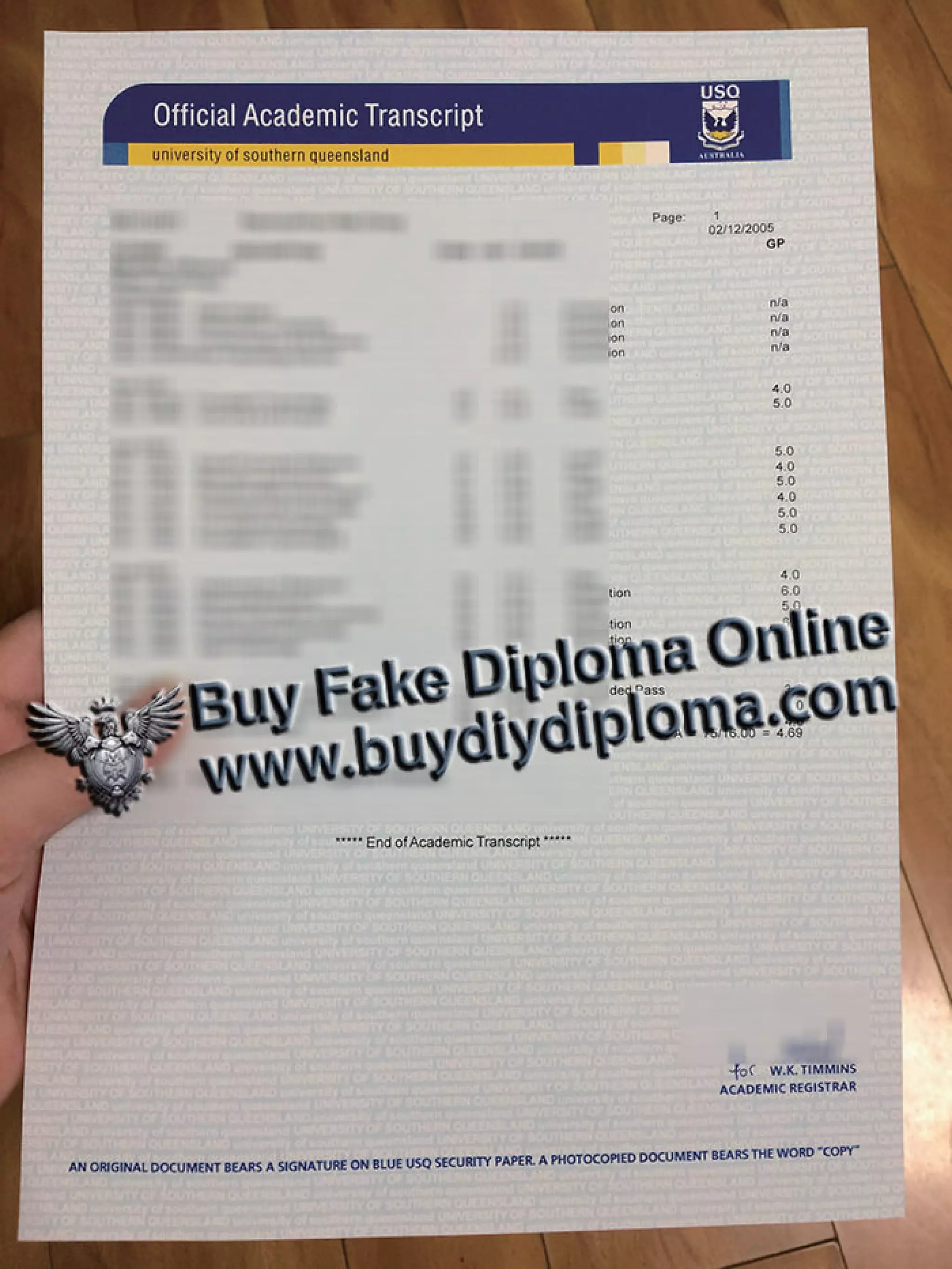 How long to get a fake University of Southern Queensland transcript? | PDF