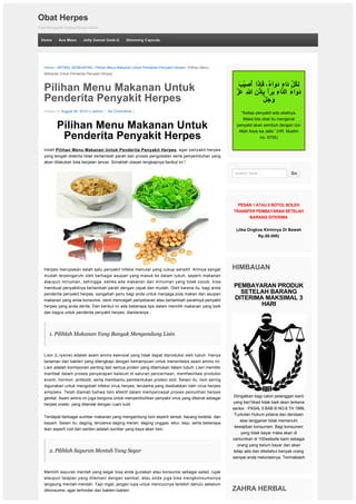 Pilihan Menu Makanan Untuk Penderita Penyakit Herpes | OBAT HERPES | PDF