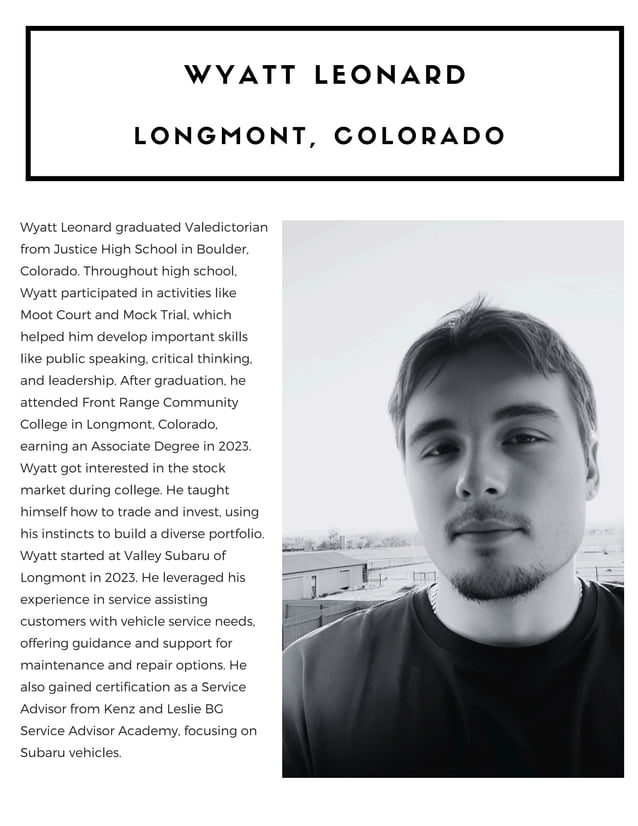 Wyatt Leonard Featured in Longmont, Colorado | PDF