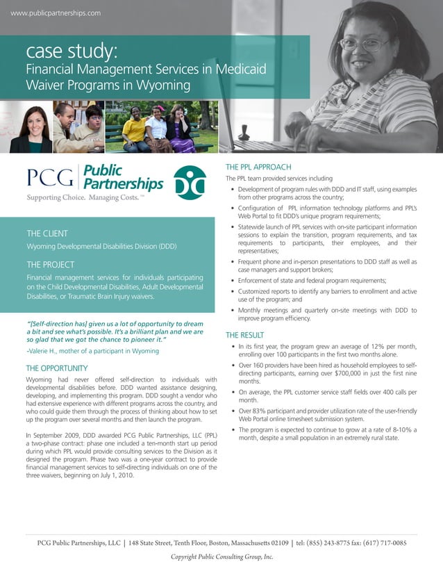 PCG Public Partnerships Case Study, WY DDD Program | PDF
