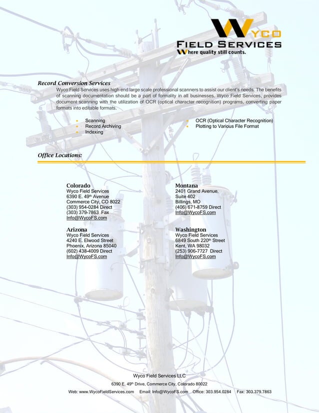 Wyco wireline services 2018 | PDF | Construction Industry | Industries