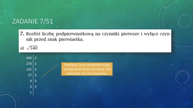 Wyłącznie czynnika przed znak pierwiastka | PPT