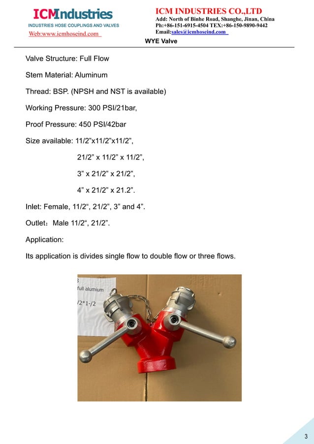 Wye valve/Aluminum 1/4” turn Ball Valve Type Water Divider/Y connection ...