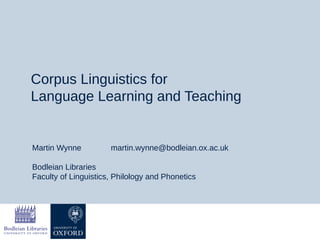 Corpus Linguistics for Language Teaching and Learning | PDF