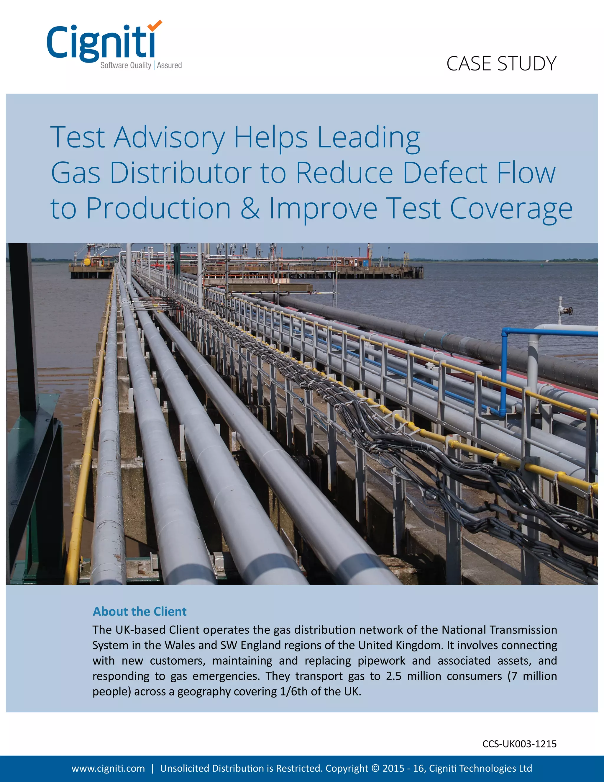 Case Study - Test Advisory Helps Leading Gas Distributor to Reduce ...