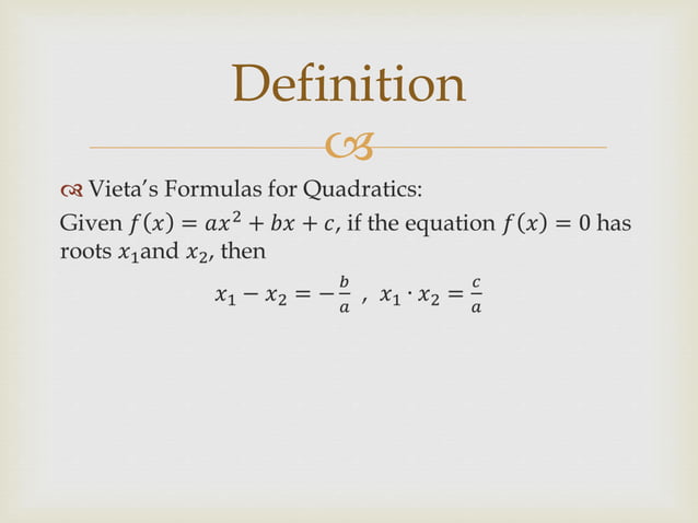 PO WER - XX LO Gdańsk - Vieta's formulas | PPTX