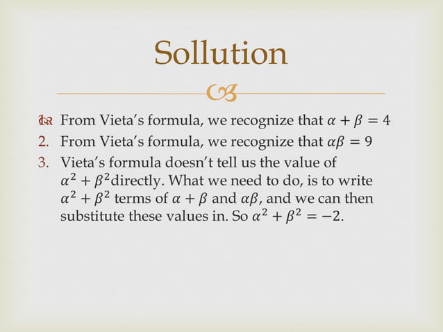 PO WER - XX LO Gdańsk - Vieta's formulas | PPTX