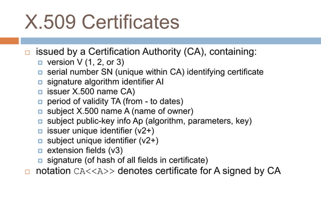 X.509 Certificates | PPT | Computing | Technology & Computing