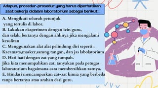 Keselamatan kerja di Laboratorium (fisika kelas 10) | PDF
