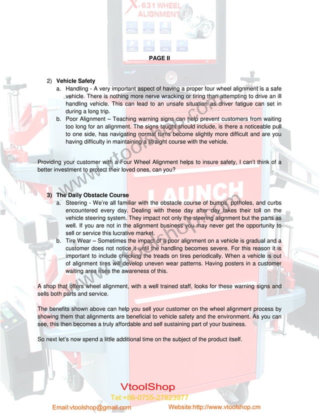 Promotion x631 wheel aligner | PDF