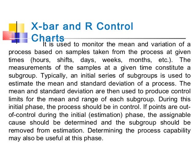 X bar and R control charts