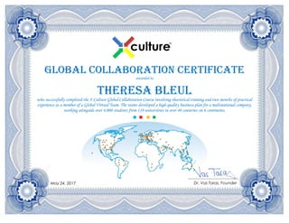 X-Culture Global Collaboration Certificate | PDF