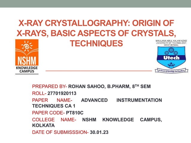 X-Ray Crystallography.pptx | Chemistry | Science